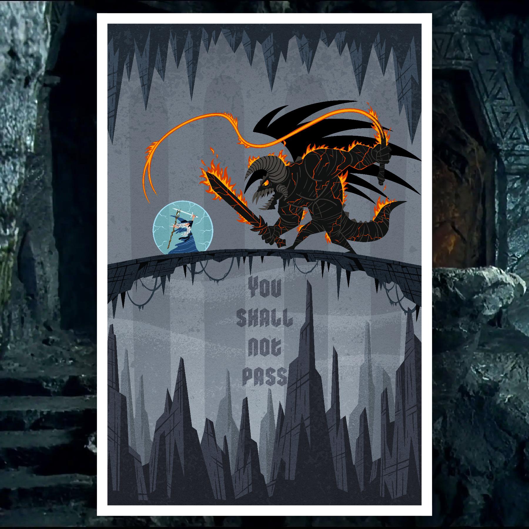 Art Print - Gandalf Vs Balrog - You Shall Not Pass! - Etsy