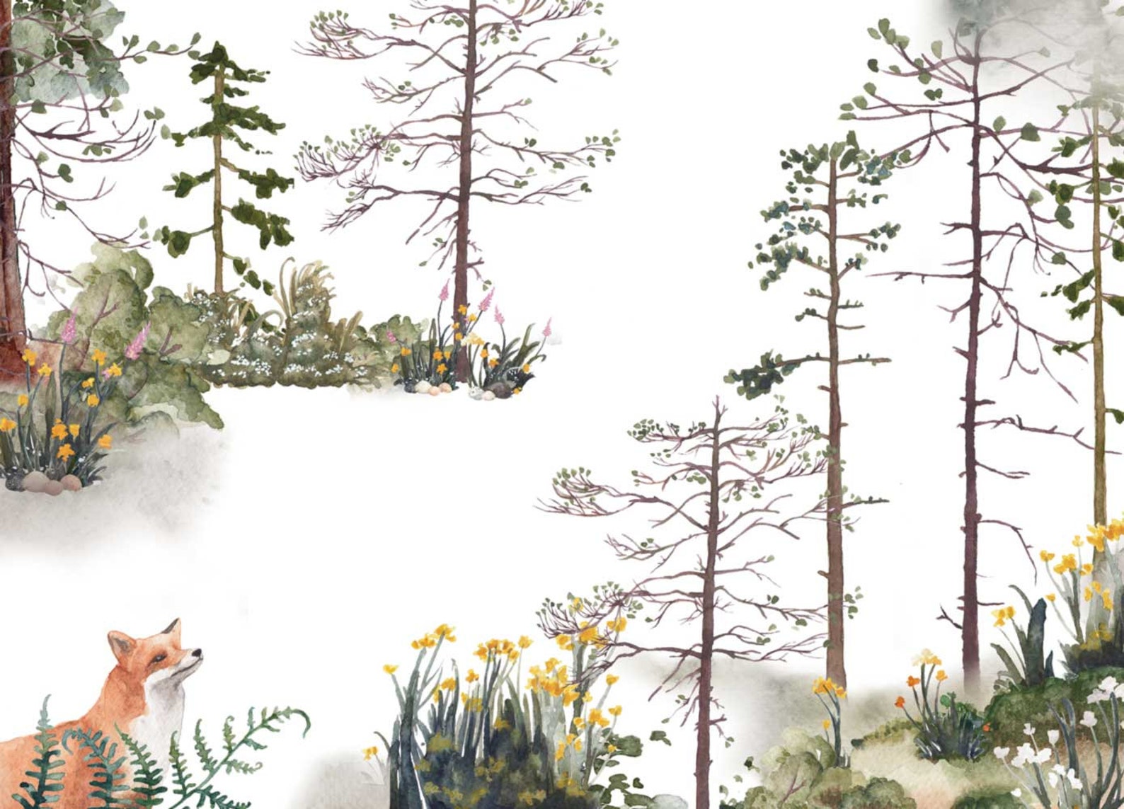 Fox and Tree Wallpaper forest Wallpaper foggy Wallpaper - Etsy