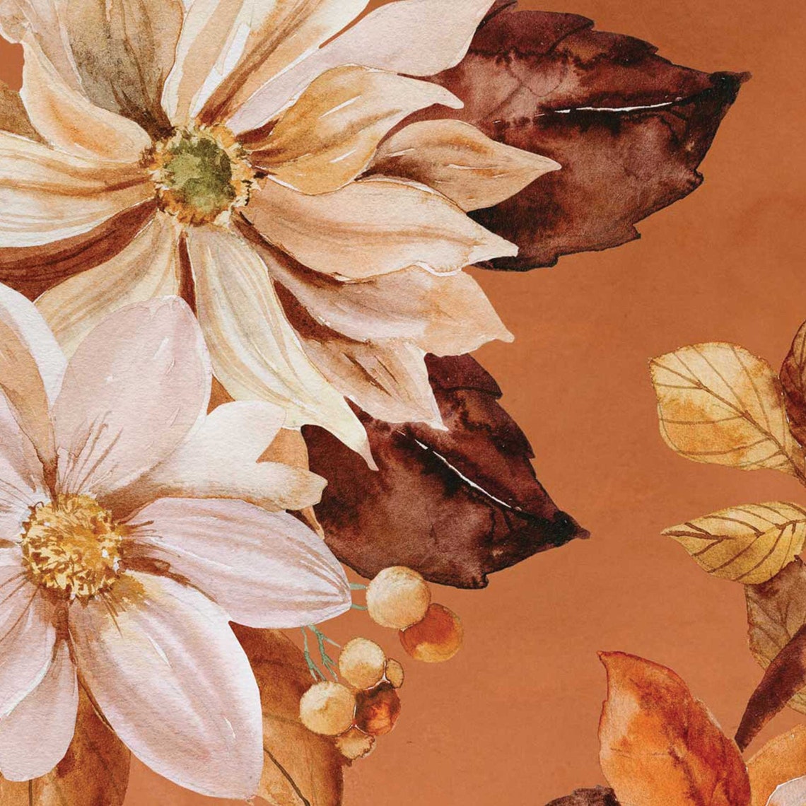 Autum Floral Terracotta fondo de pantalla flor terracota | Etsy