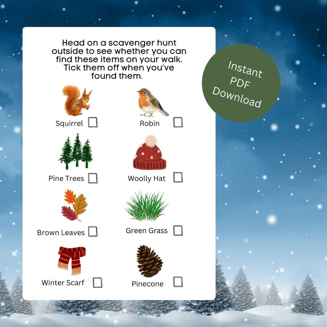 Winter Themed Scavenger Hunt | Seasonal Preschool Game - Etsy