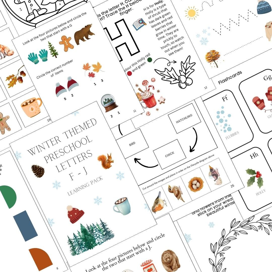 Winter Themed Preschool Letters Pack F-J | Charlotte Mason Inspired ...