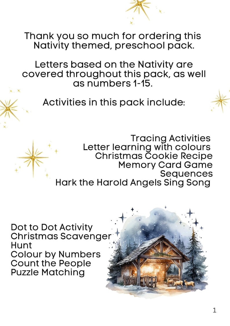 Nativity Themed Preschool Learning Pack | Charlotte Mason Inspired ...