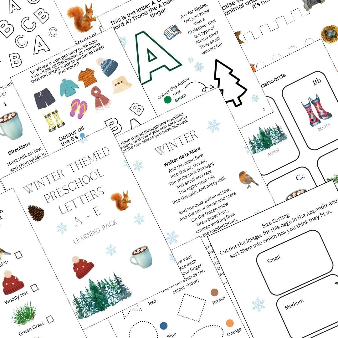 Winter Themed Preschool Letters Pack A-E | Charlotte Mason Inspired ...