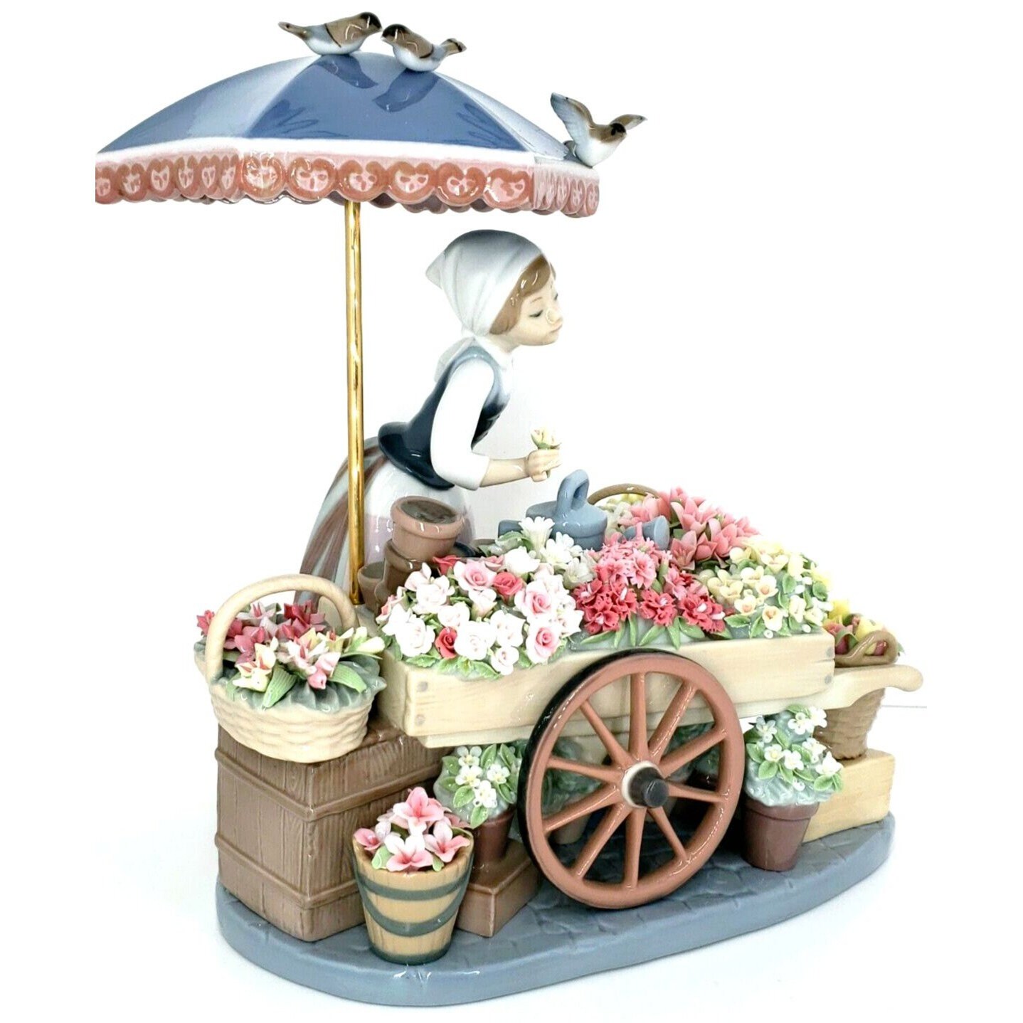 Lladro FLOWERS of the SEASON Female Flower Cart Figurine 1454 MINT No ...