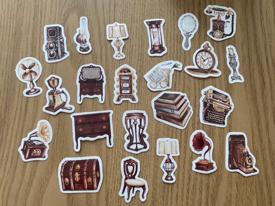 Vintage Design Paper Sticker Set Journaling Scrapbooking - Etsy