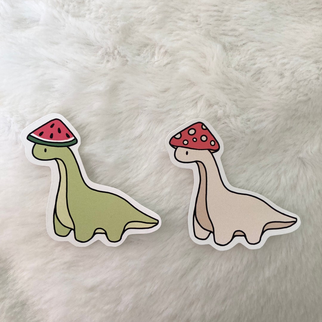 Cute Brontosaurus Dinosaurs Wearing Hats Matte Stickers - Cottagecore ...
