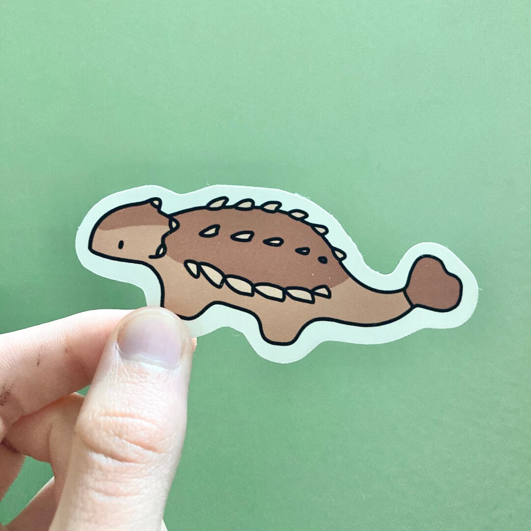 Little Spiky Brown Ankylosaurus Matte Sticker Adorable Kawaii Dinosaur ...