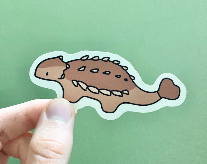 Little Spiky Brown Ankylosaurus Matte Sticker - Adorable Kawaii ...