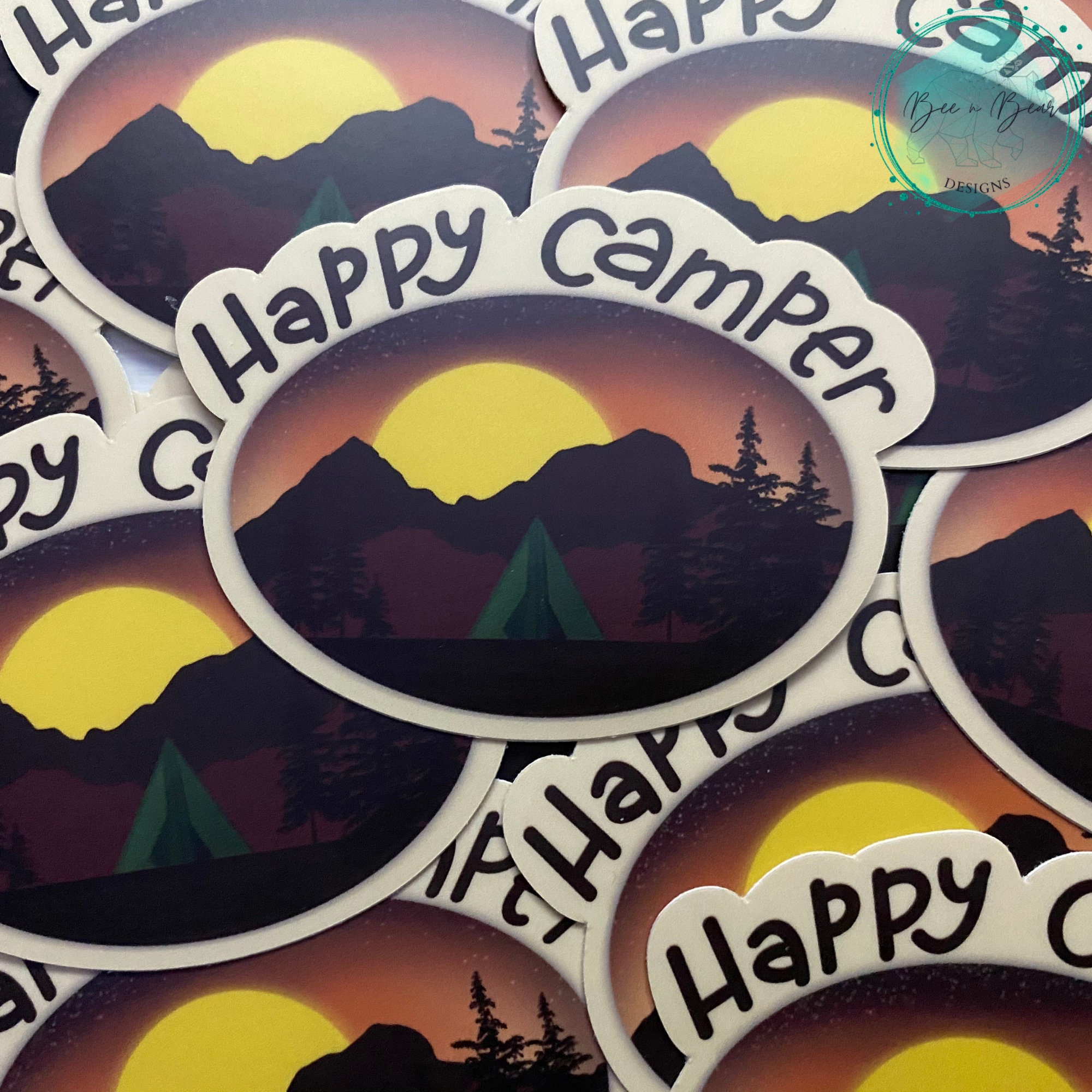 Happy Camper Decal Camping Stickers Nature Sticker Camping Etsy