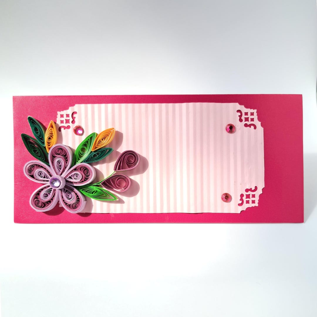 Simple Pink Quilling Envelope With Purple Flower - Etsy