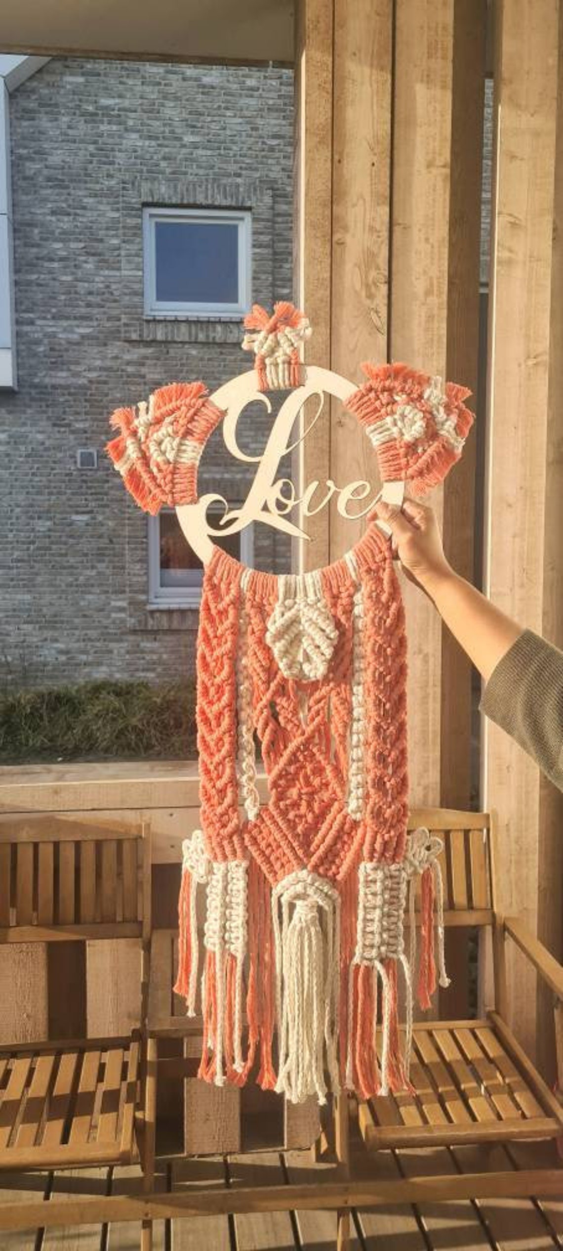 Love Sign Macrame in Blush and Creme With Silver Accent - Etsy Hong Kong