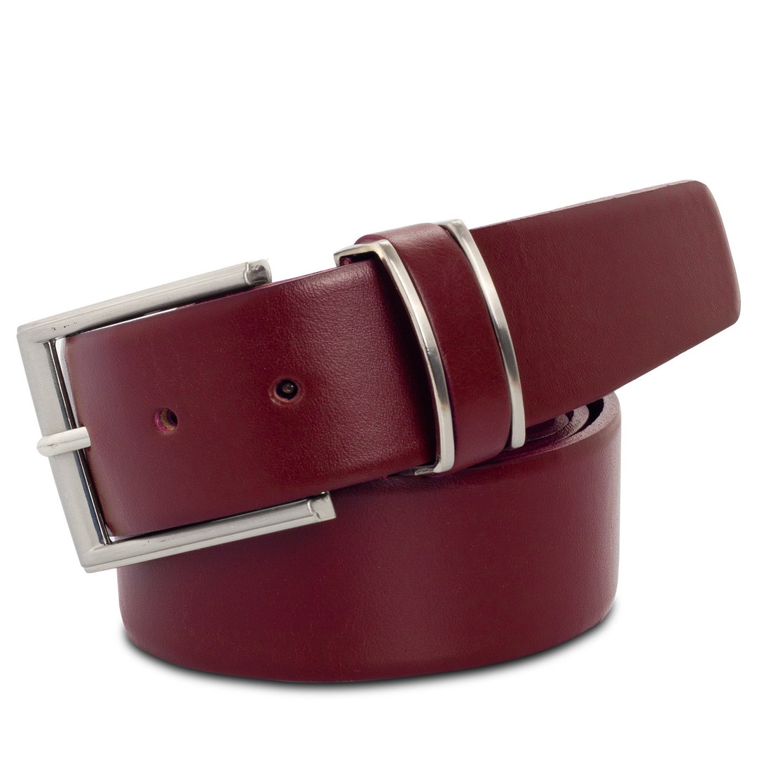 Mens Maroon (ox Blood) Hide Leather Single Skin Italian Belt 40 Mm ...
