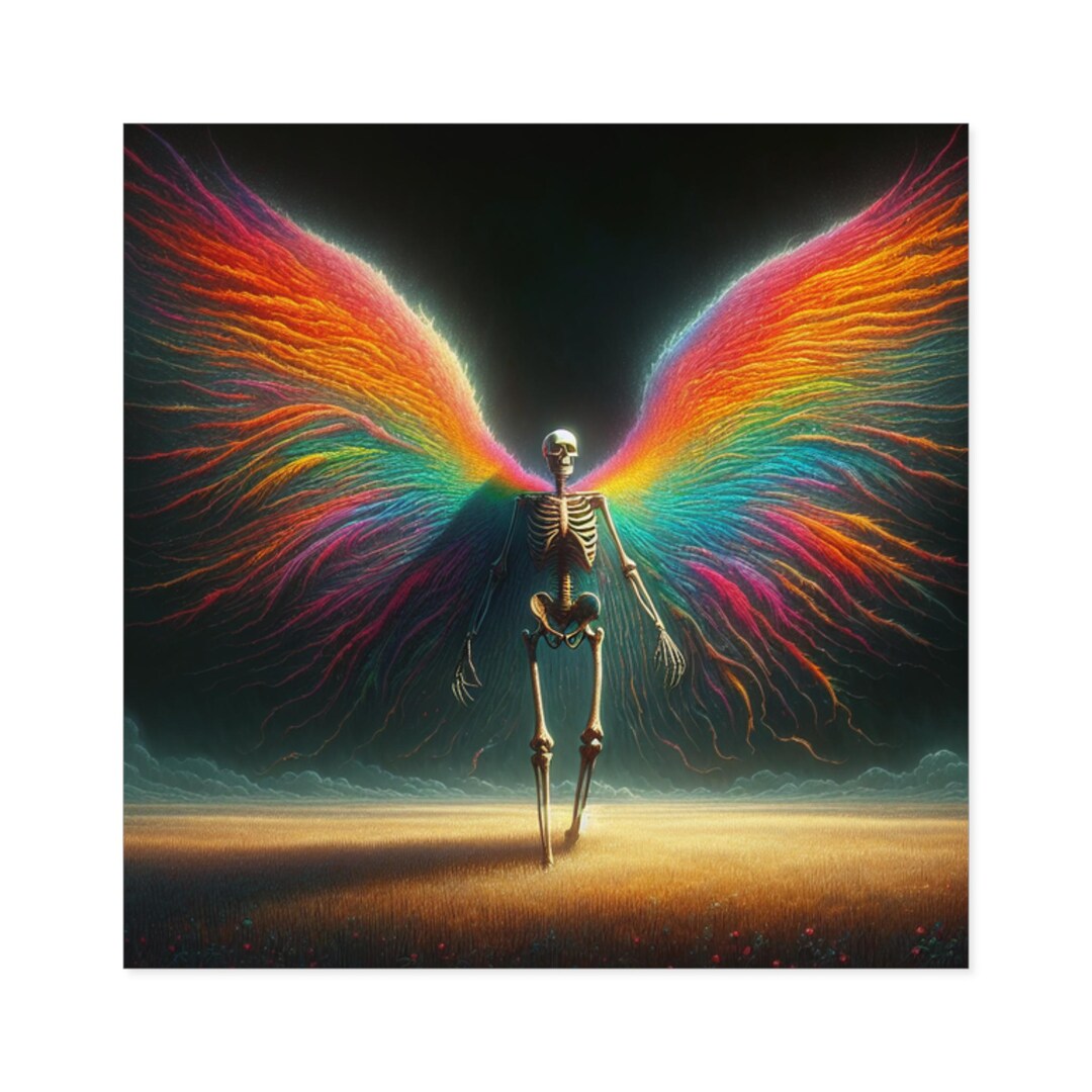 Skeleton With Rainbow Wings Design, Indoor/outdoor Waterproof Stickers ...