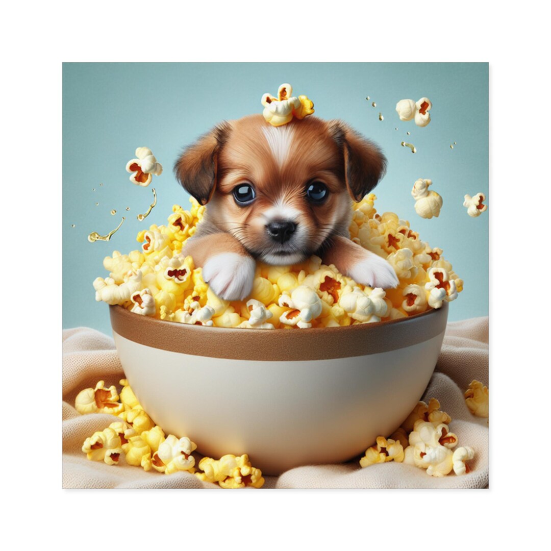 Puppy Popcorn Stickers, Fun Animal Decals, Cute Laptop Decals, Pet ...