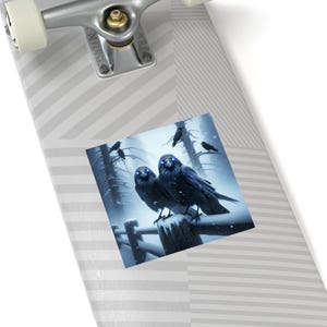 Raven Square Stickers, Indoor/outdoor - Two Ravens Sitting on a Fence ...
