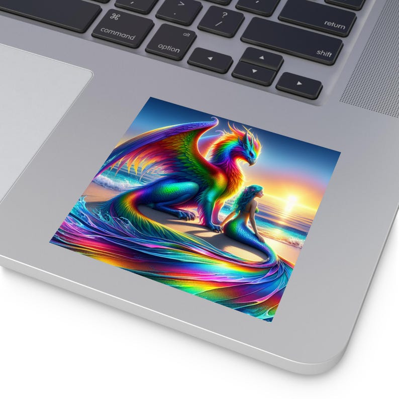 Rainbow Gryphon & Mermaid Beach Design, Fantasy Art Indoor/outdoor ...