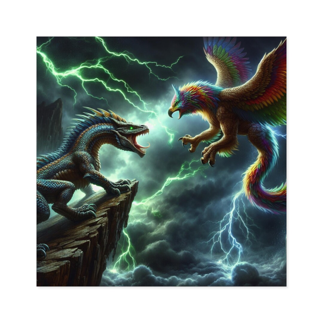 Fantasy Creature Square Stickers, Indoor/outdoor, Mythical Creatures ...