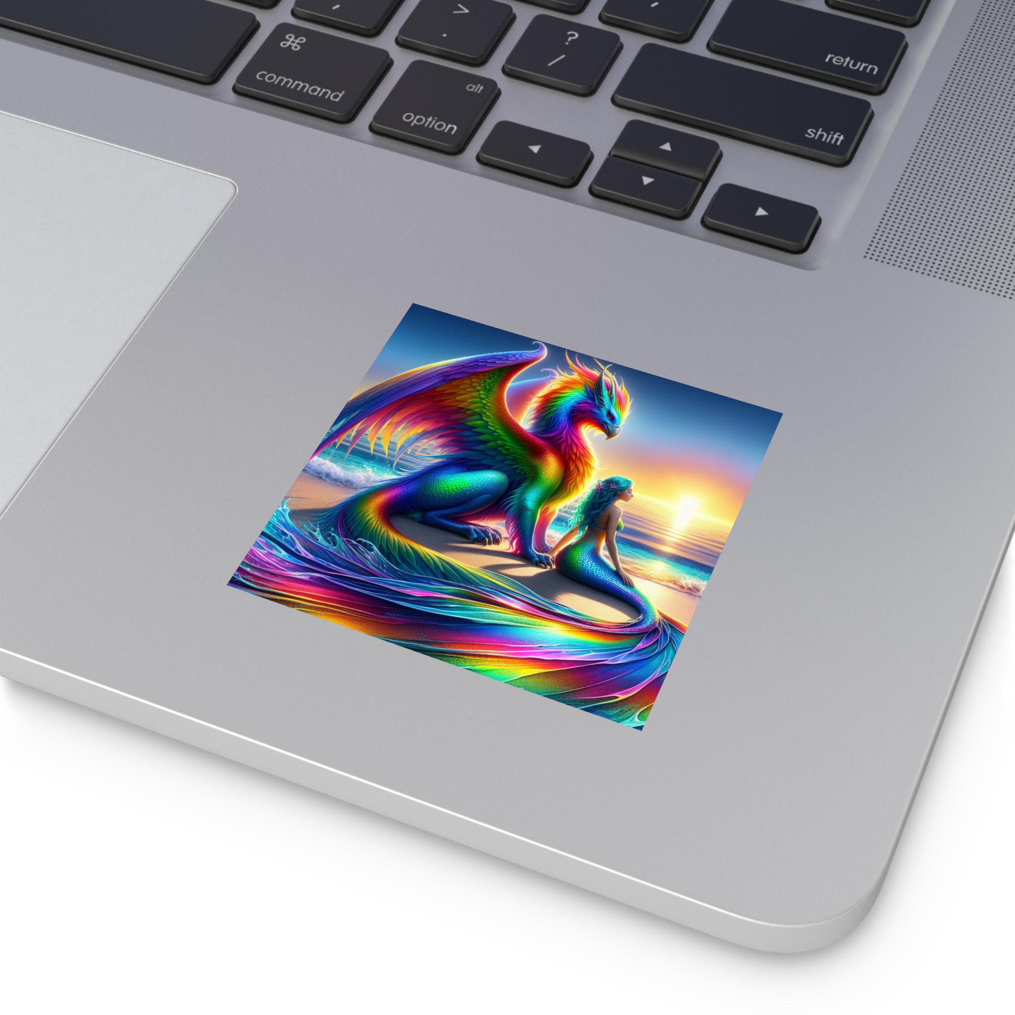 Rainbow Gryphon & Mermaid Beach Design, Fantasy Art Indoor/outdoor ...