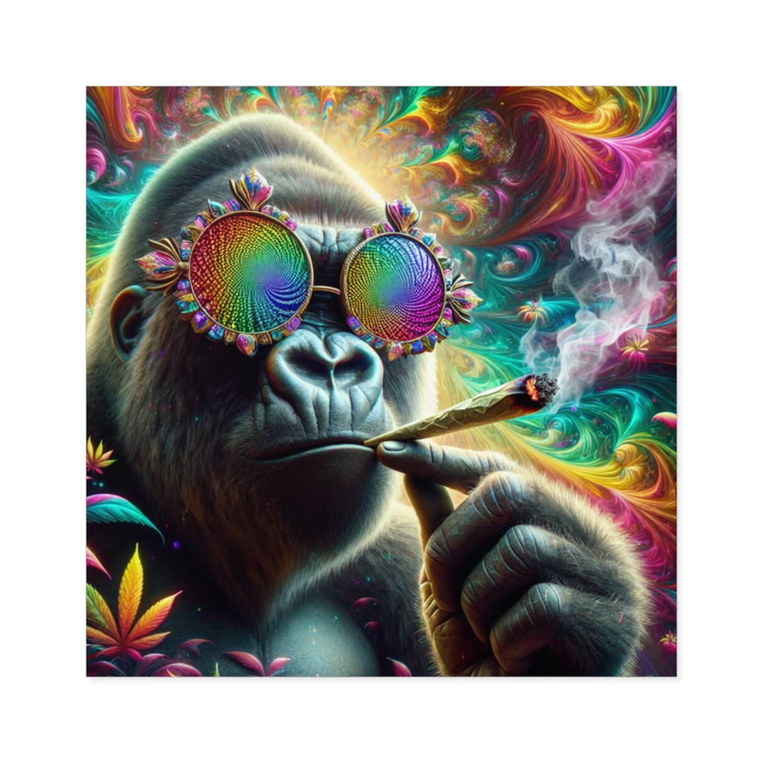 Gorilla Smoking a Joint Design, Marijuana Indoor/outdoor Waterproof ...