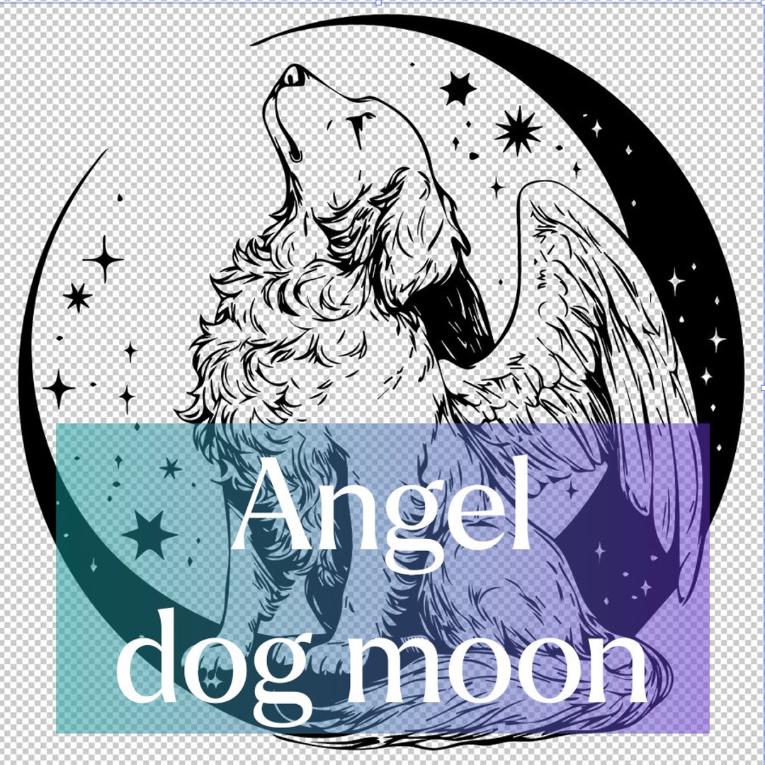 Angel Dog Moon SVG - Adorable Celestial Golden Retriever Vector Design ...