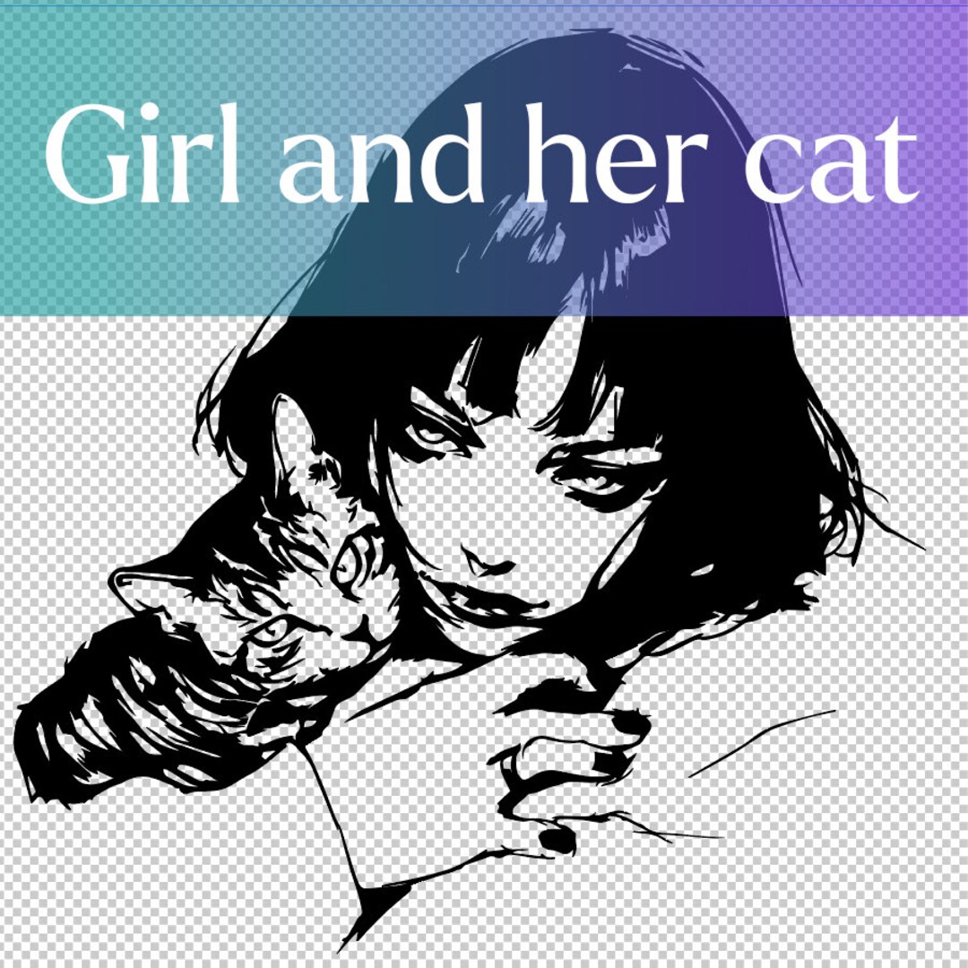 Girl and Her Cat SVG - Fun Stylish Vector Design for Cricut & Engraving ...