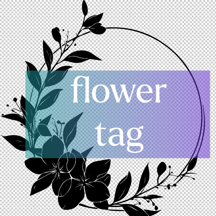Flower Tag SVG Classy Floral Nameplate Vector Design for Place Card ...
