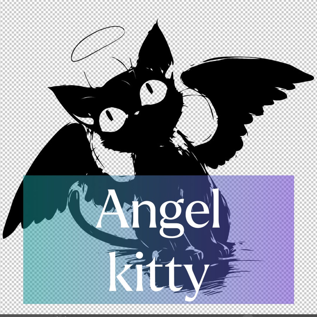 Cute Angel Kitty SVG - Adorable Cat Vector Design for Cricut ...