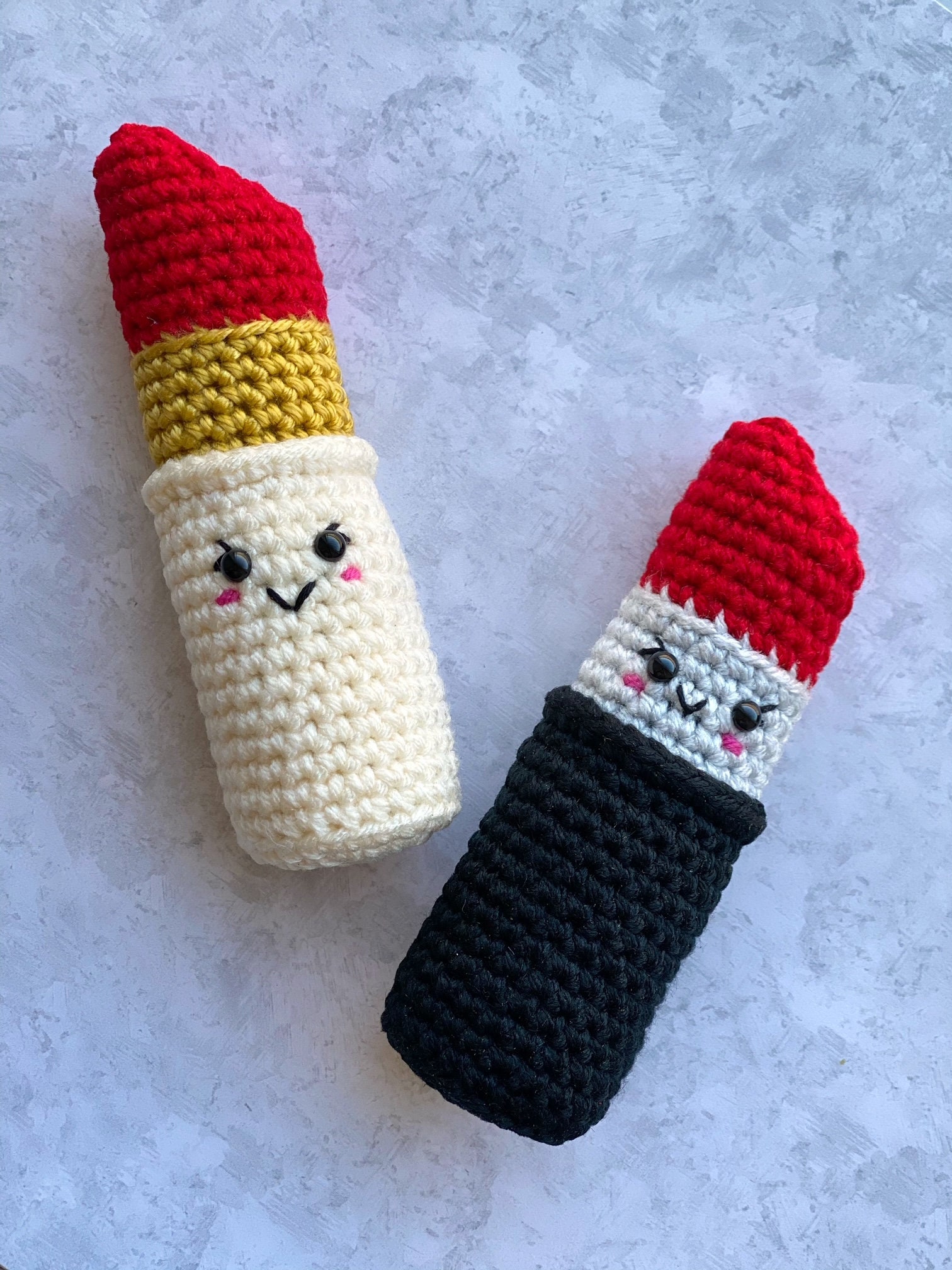 Lipstick and Nail Polish Crochet Pattern Bundle: Amigurumi Makeup ...