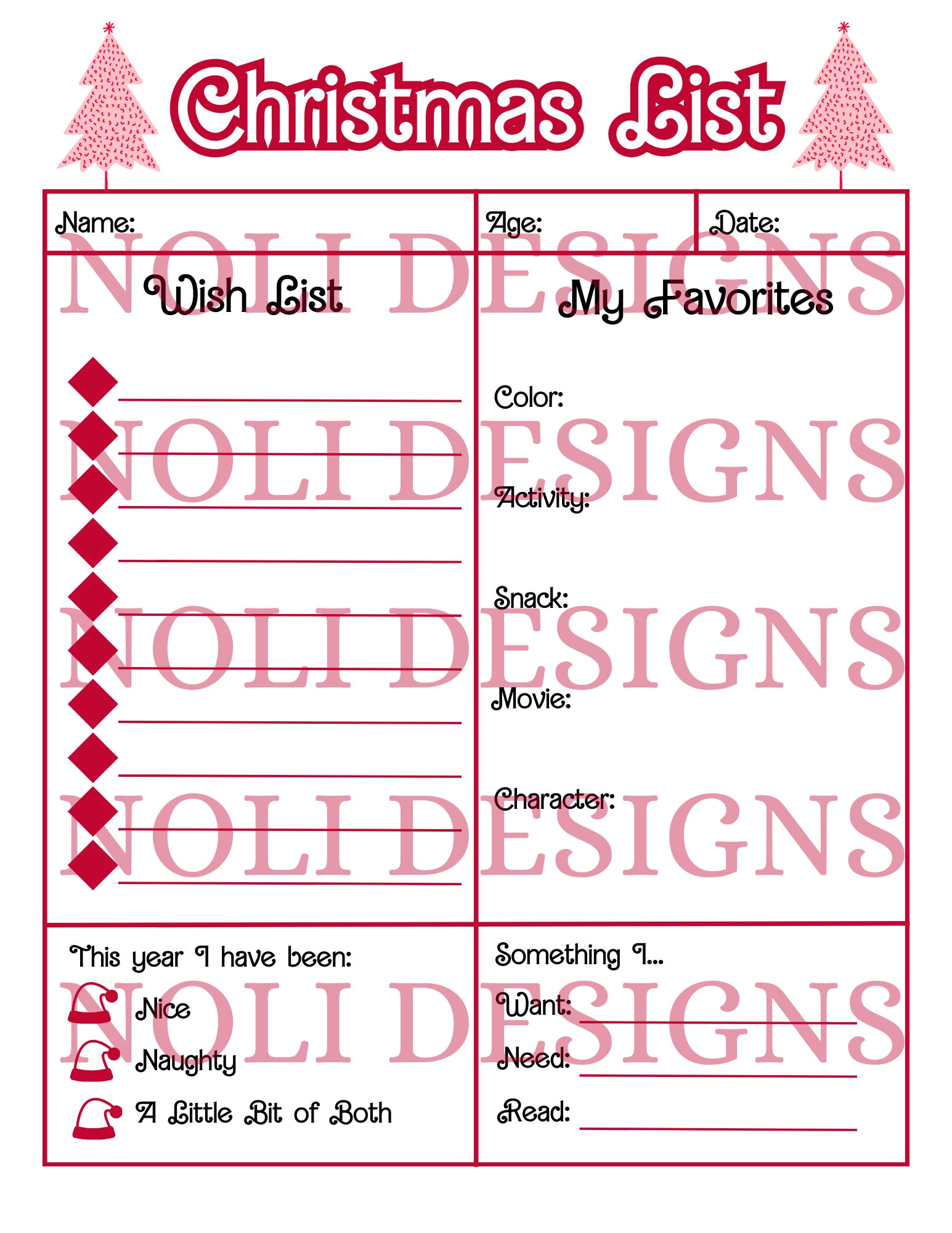 Instant Download Wish List - Etsy