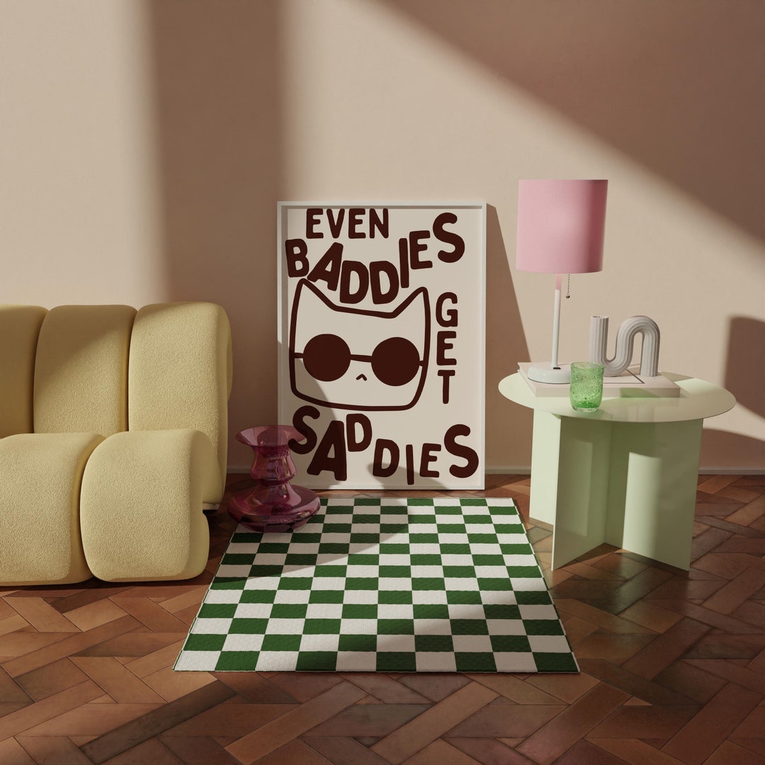 Even Baddies Get Saddies Print | Funny Cat Poster Uni Dorm Wall Art ...