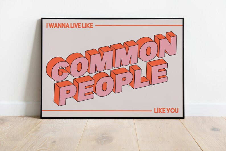 Common People Pulp Jarvis Cocker Lyrics Print A3 A4 A5 | Etsy
