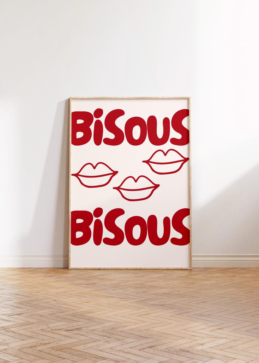 Bisous Kisses Red Print | French Kiss Poster | A1 A2 A3 A4 A5 | Gift ...