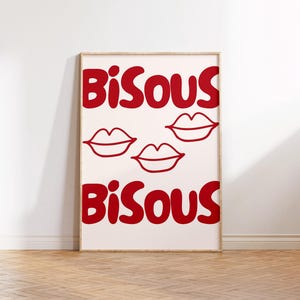 Bisous Kisses Red Print | French Kiss Poster | A1 A2 A3 A4 A5 | Gift ...