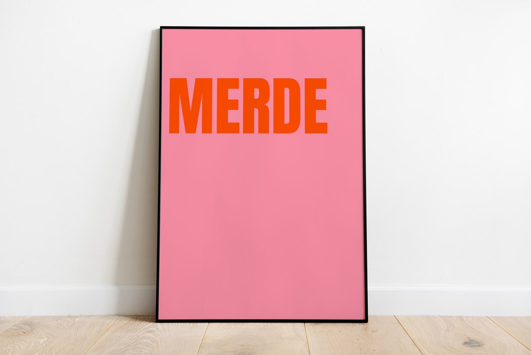 Merde French Shit Girl Power Wall Art Pink Red Print - Etsy