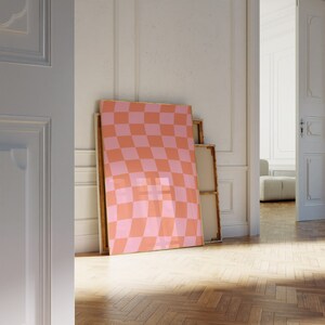 Checkered Print Abstract Checked Poster Wavy Print Pink Check Print ...