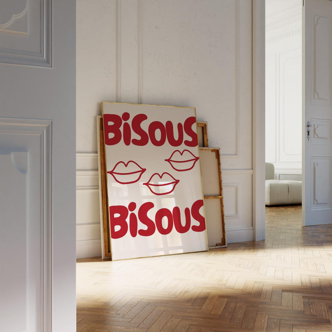 Bisous Kisses Red Print | French Kiss Poster | A1 A2 A3 A4 A5 | Gift ...