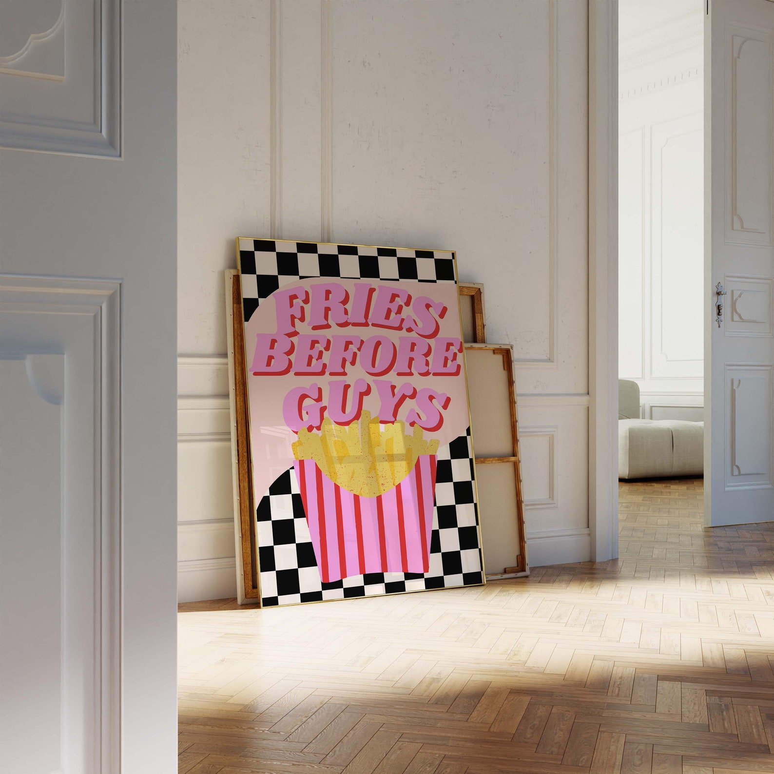 Fries Before Guys Print | Kitchen Poster Wall Art Home Gift Decor Chic ...