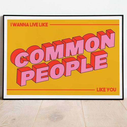 Common People Pulp Jarvis Cocker Lyrics Print A3 A4 A5 - Etsy