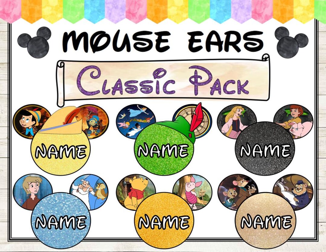 Classic Pack Mouse Ears (editable Name Tags) - Etsy