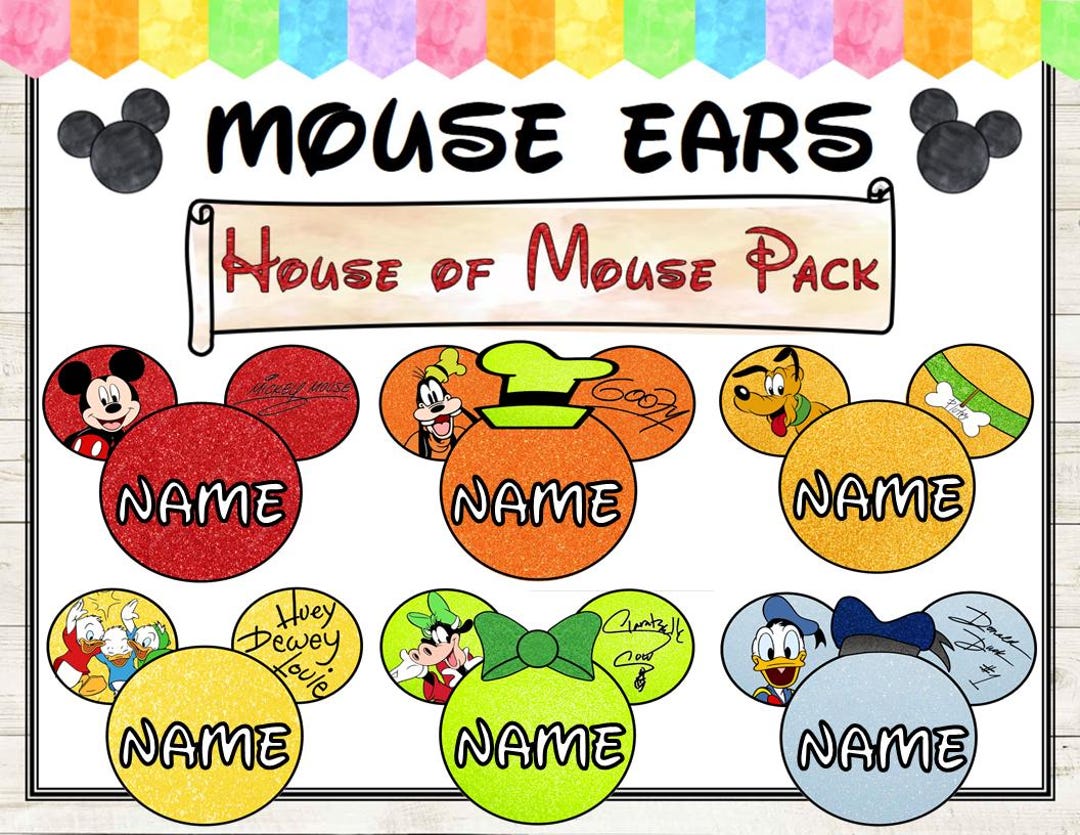 House of Mouse Pack Mouse Ears (editable Name Tags) - Etsy