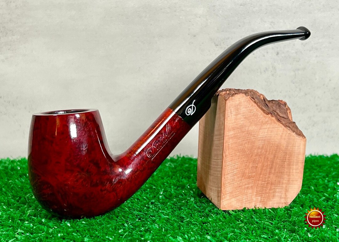 Rare Davidoff Bent Billiard 204 Vintage Pipe, Red & Black, Hand Cut ...