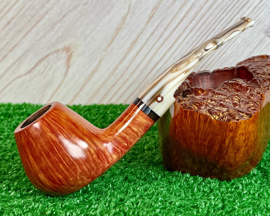 Tom Spanu Bent Brandy Pipe, 360 Deg Straight Grained High Grade Briar ...