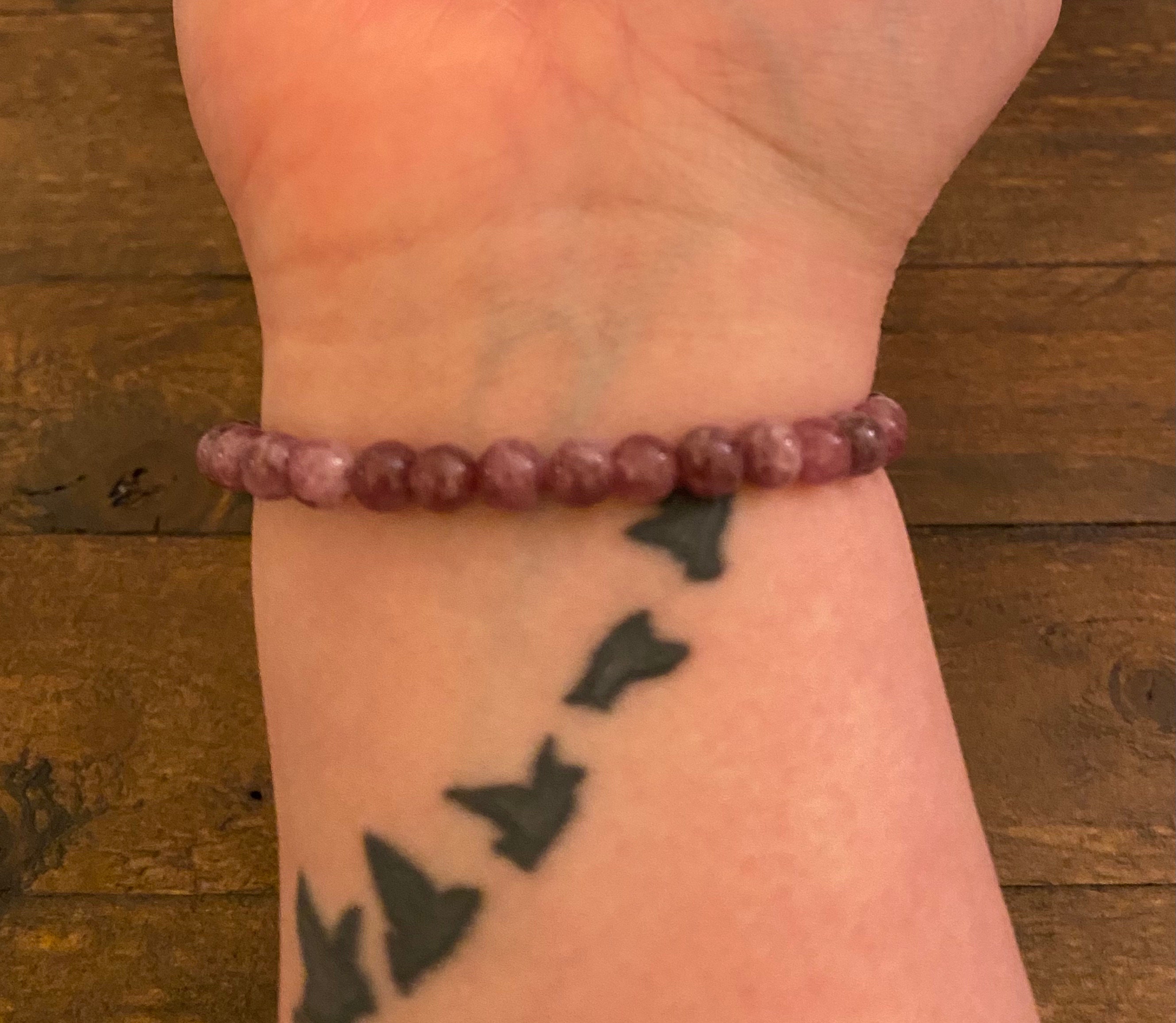 Purple Lepidolite Stretch Bead Bracelet Heart Bracelet Star | Etsy
