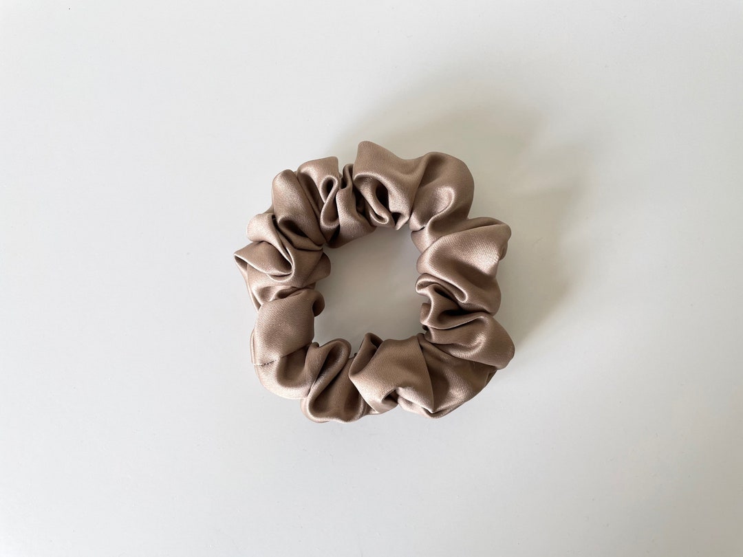 Petite Stiff Satin Brown Scrunchie / Hair Accessories Scrunchie / Hair ...
