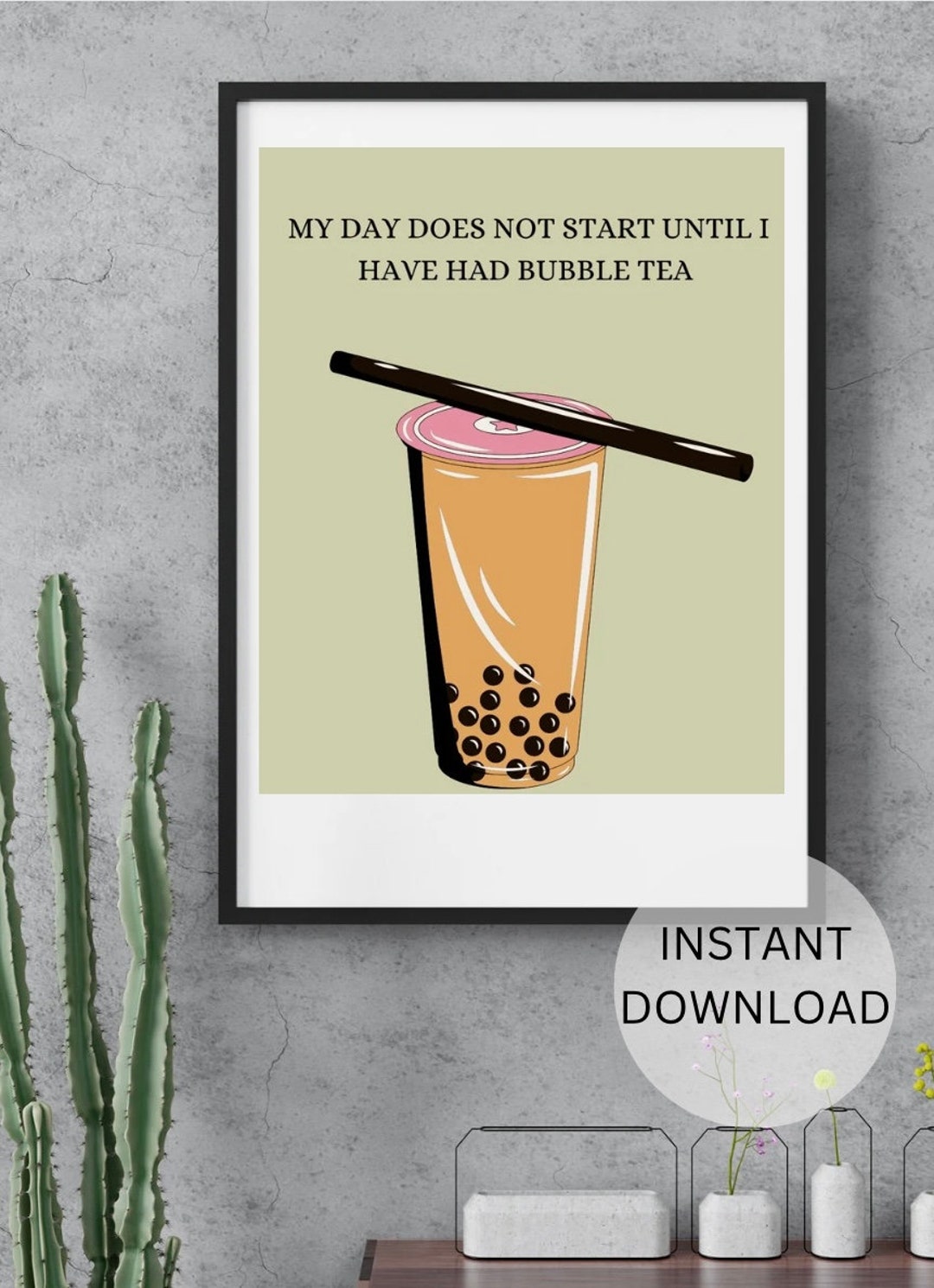 Printable Bubble Tea Art Bubble Tea Digital Download Drink - Etsy