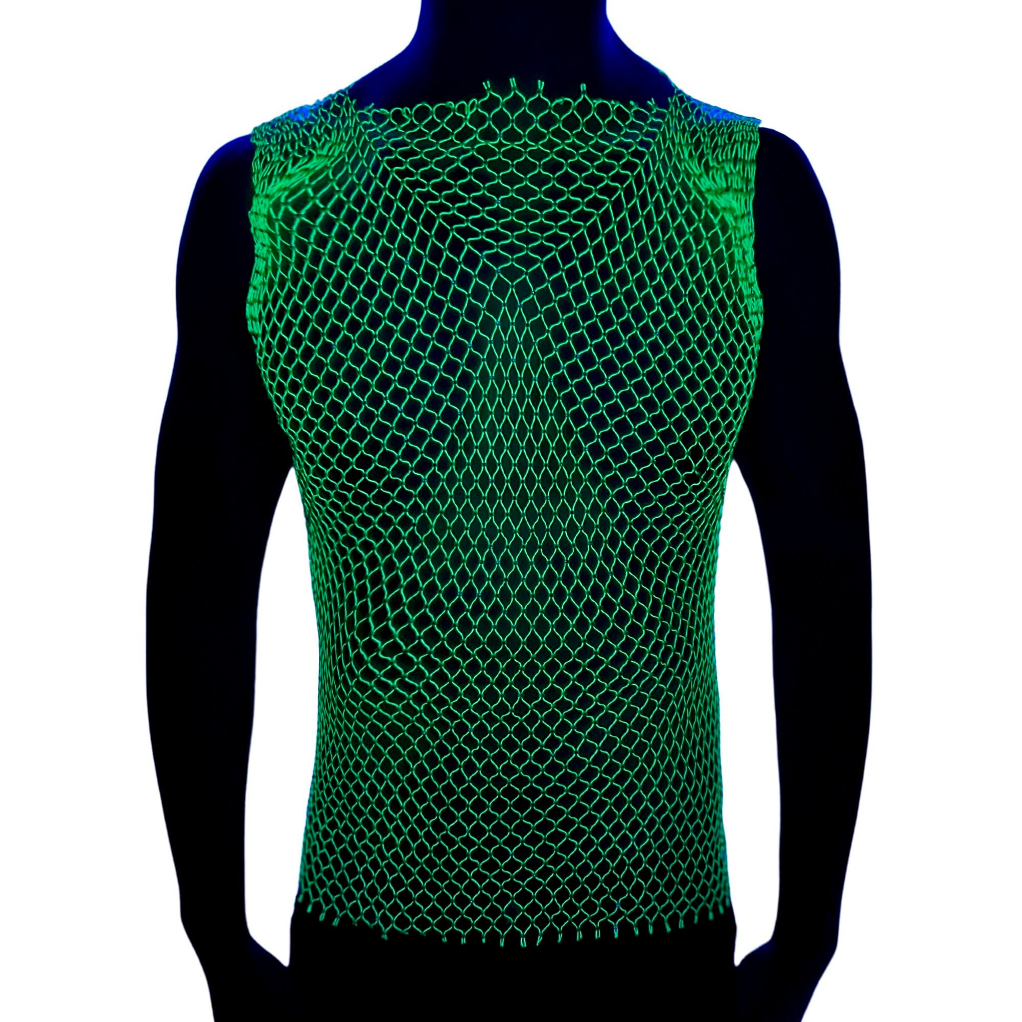 Green Fishnet Shirt For Men