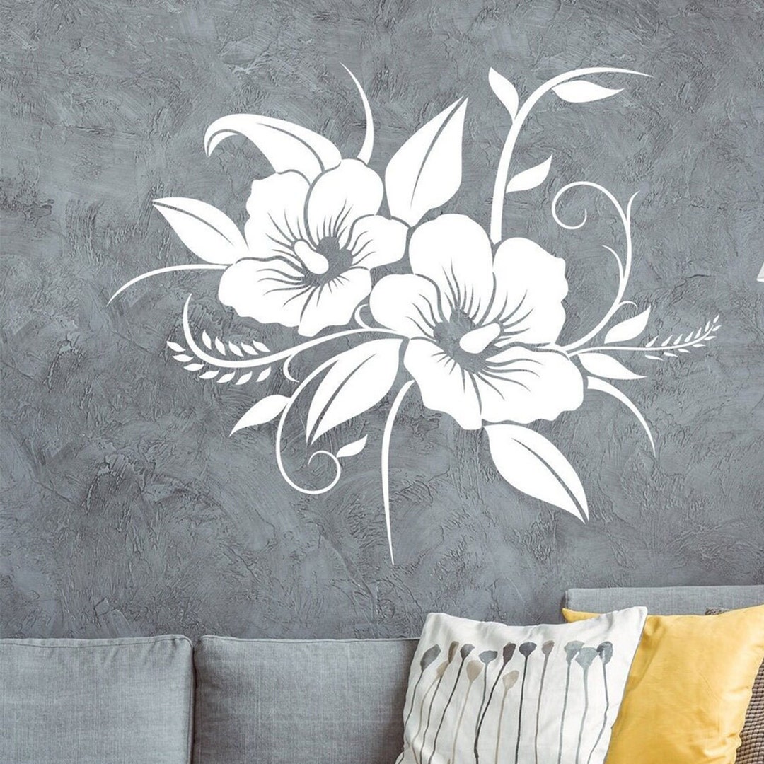 Autocollant mural hibiscus Décoration murale florale Fleurs d'hibiscus ...