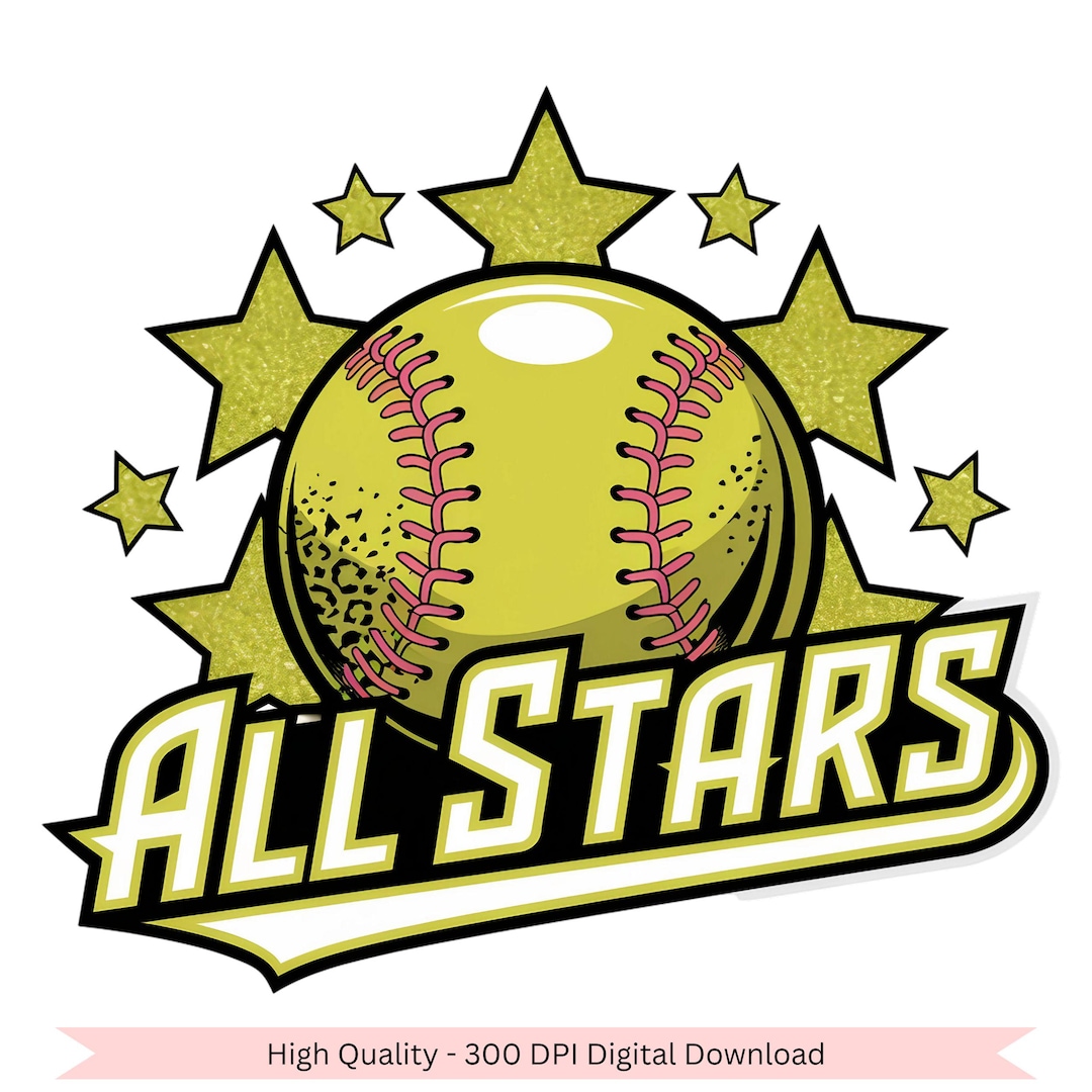 All Stars Softball PNG Digital, Softball Leopard Sublimation, Sport PNG ...