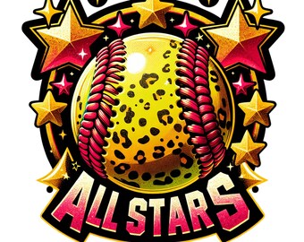 All Stars Softball PNG Digital, Softball Leopard Sublimation, Sport PNG ...