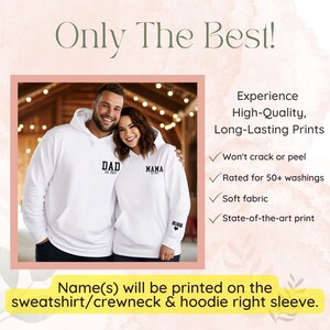 Custom Mom and Dad Sweatshirt With Name on Sleeve, Mama Crewneck ...